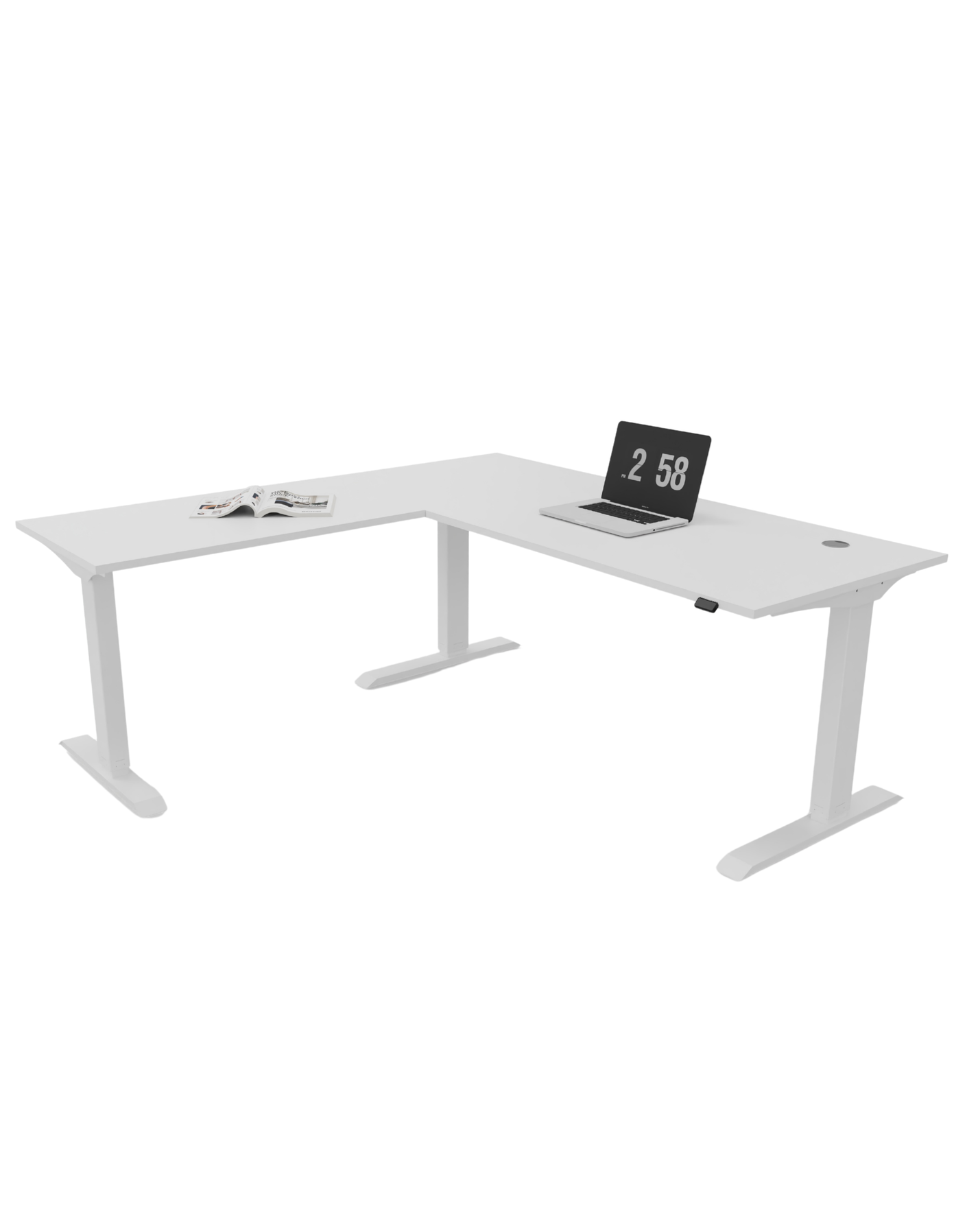 L-Shaped Height-Adjustable Desk (Right-hand extension)