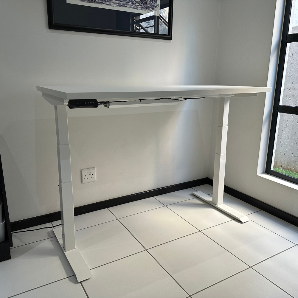 Ergo Office Two Standing Desk Frame with Top Combo - White